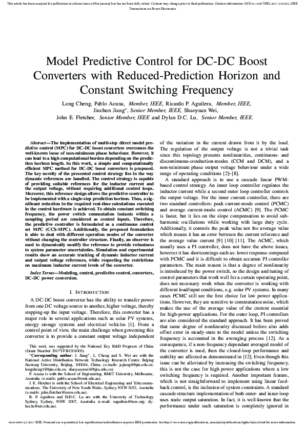 (PDF) Model predictive control for DC-DC boost converters with constant ...