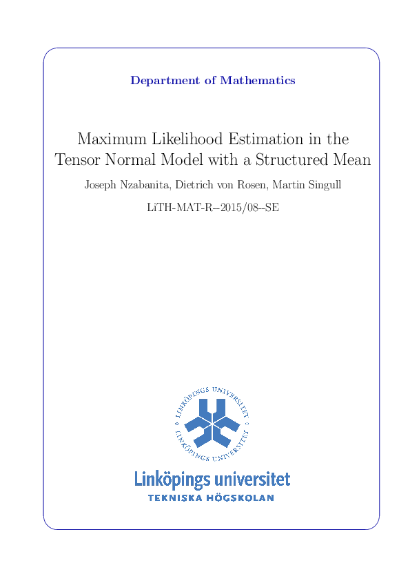 (PDF) Maximum Likelihood Estimation in the Tensor Normal Model with a ...
