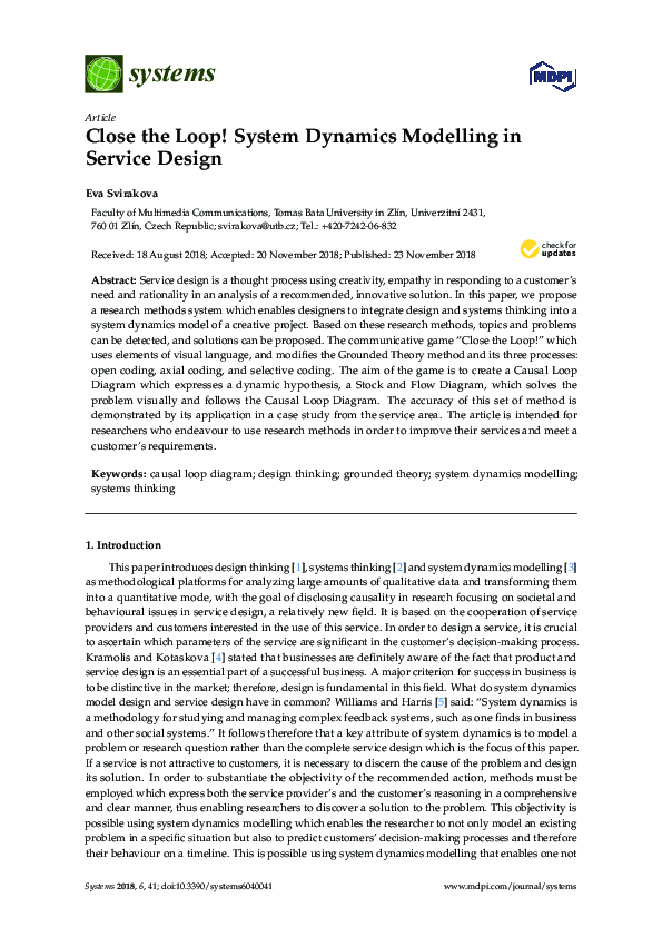 (PDF) Close the Loop! System Dynamics Modelling in Service Design