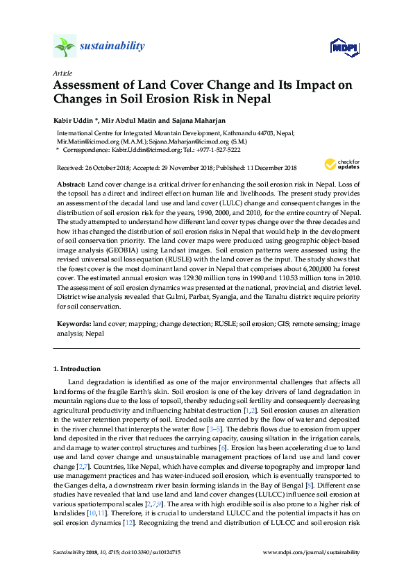 (PDF) Assessment of Land Cover Change and Its Impact on Changes in Soil ...