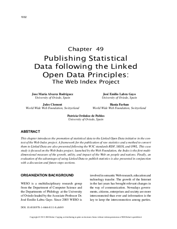 (PDF) Publishing statistical data following the linked open data principles: The web index project