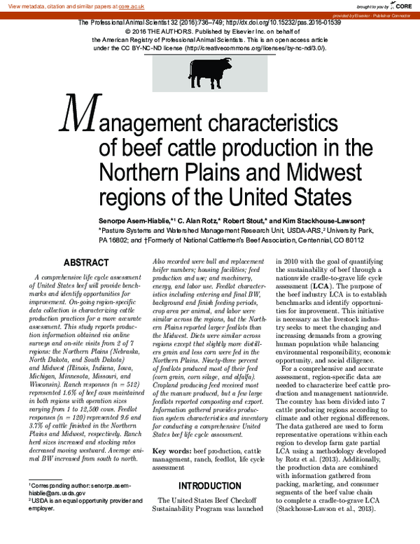 (PDF) Management characteristics of beef cattle production in the ...