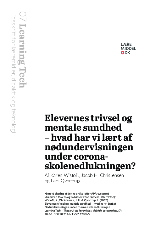 (PDF) Elevernes trivsel og mentale sundhed