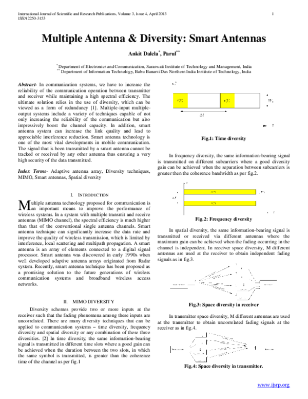 (PDF) Multiple Antenna & Diversity: Smart Antennas | Ankit Dalela ...