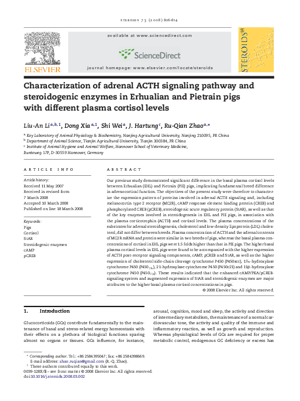 (PDF) Characterization of adrenal ACTH signaling pathway and ...
