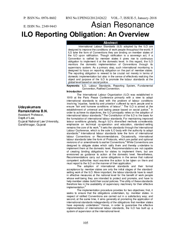 (PDF) Asian Resonance ILO Reporting Obligation: An Overview