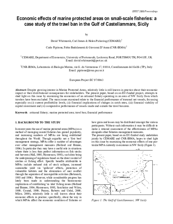 (PDF) Economic effects of marine protected areas on small-scale ...
