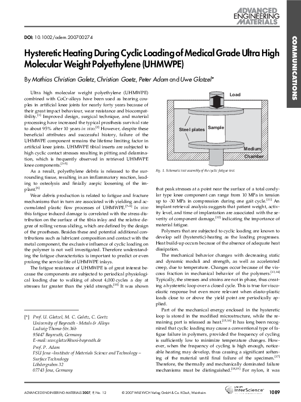 (PDF) Hysteretic Heating During Cyclic Loading of Medical Grade Ultra ...