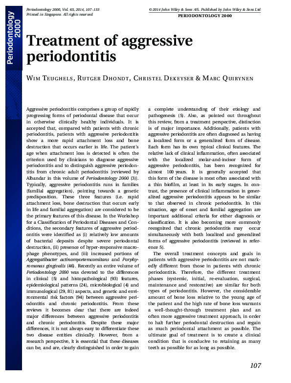 (PDF) Treatment of aggressive periodontitis