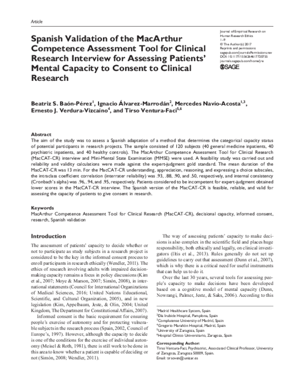 (PDF) MacArthur Competence Assessment Tool for Clinical Research ...