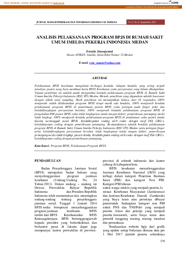 (PDF) Analisis Pelaksanaan Program BPJS DI Rumah Sakit Umum Imelda ...