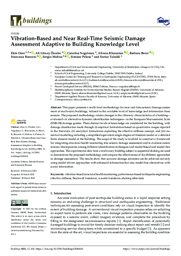 (PDF) Vibration-Based and Near Real-Time Seismic Damage Assessment Adaptive to Building ...