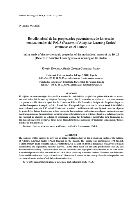 (PDF) Estudio inicial de las propiedades psicométricas de las escalas ...