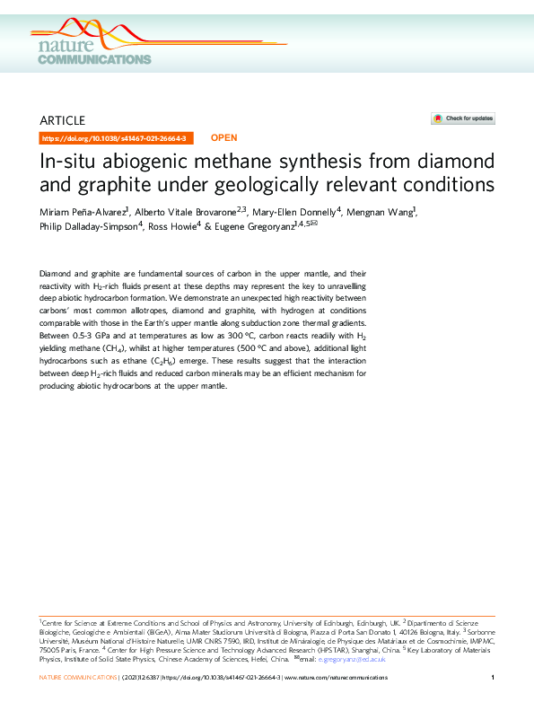 (PDF) In-situ abiogenic methane synthesis from diamond and graphite ...