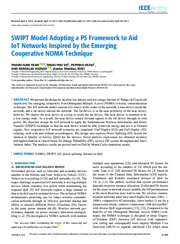 (PDF) SWIPT Model Adopting a PS Framework to Aid IoT Networks Inspired ...