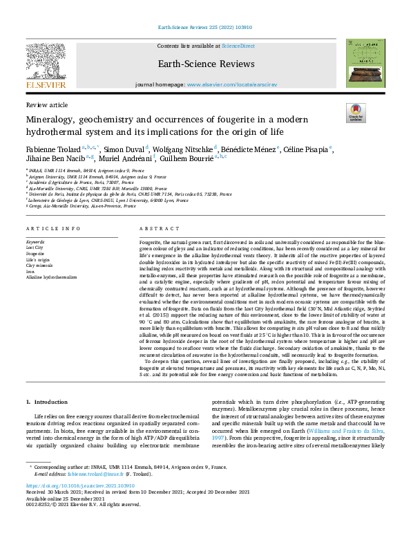 (PDF) Mineralogy, geochemistry and occurrences of fougerite in a modern ...