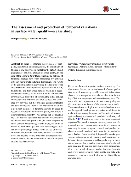 Pdf The Assessment And Prediction Of Temporal Variations In Surface