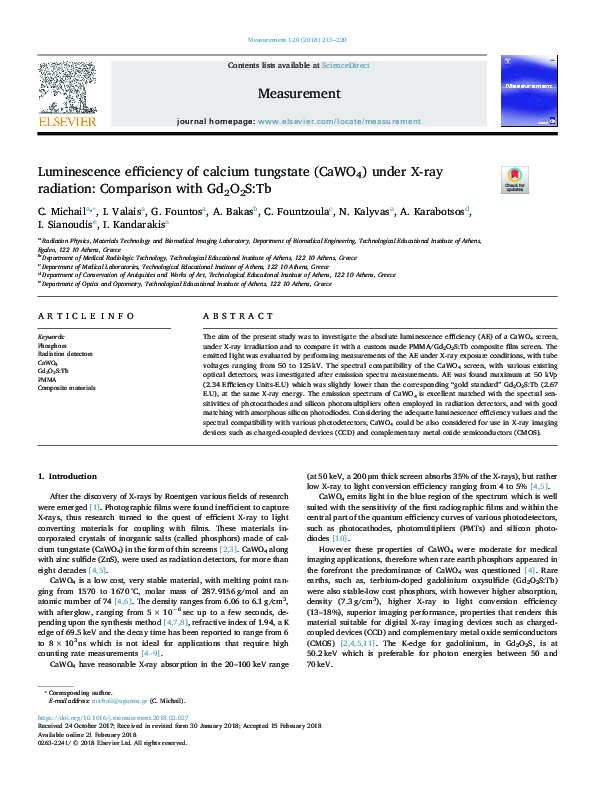(PDF) Luminescence efficiency of calcium tungstate (CaWO4) under X-ray ...