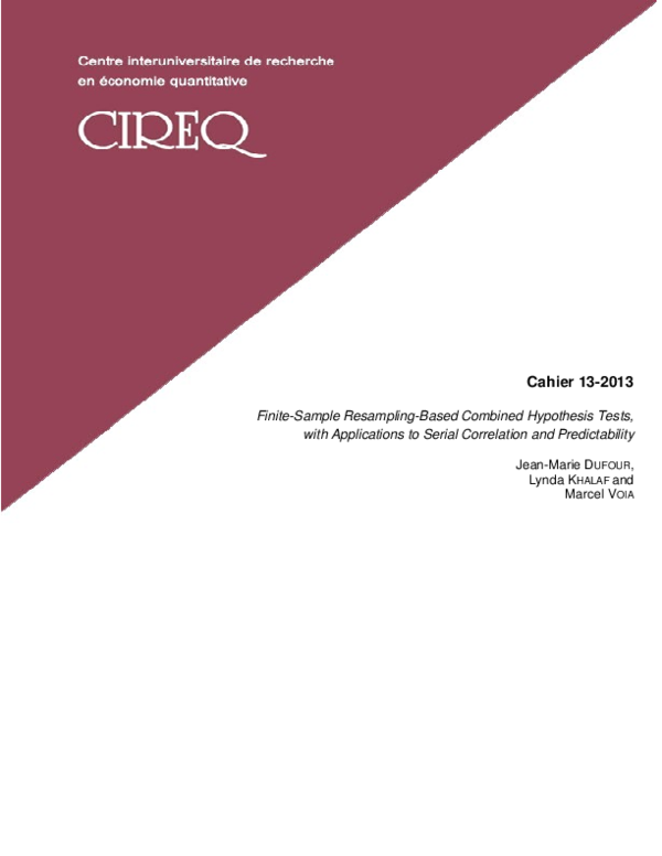 (PDF) Finite-Sample Resampling-Based Combined Hypothesis Tests, with ...