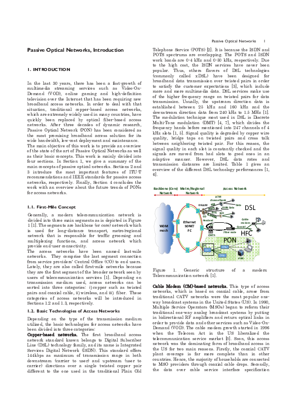 (PDF) Passive Optical Networks: Introduction