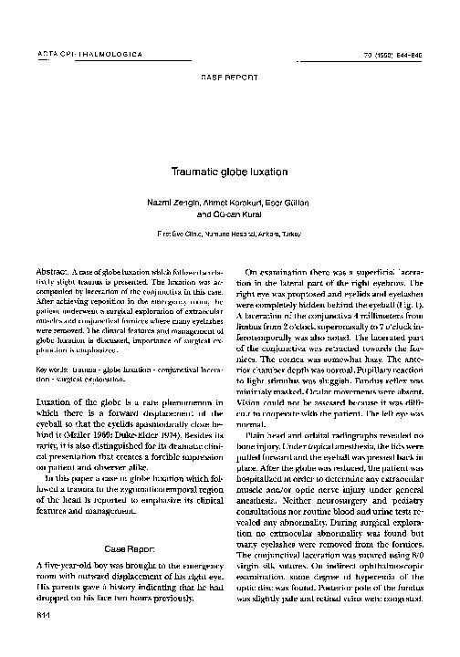 (PDF) Traumatic globe luxation