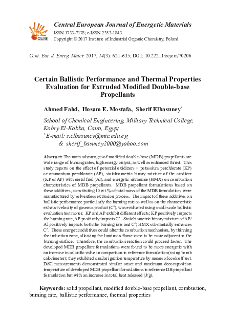 (PDF) Certain Ballistic Performance and Thermal Properties Evaluation ...