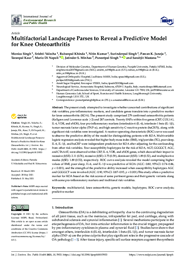 (PDF) Multifactorial Landscape Parses to Reveal a Predictive Model for ...