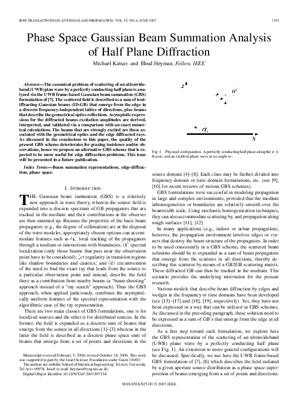 (PDF) Phase Space Gaussian Beam Summation Analysis of Half Plane ...
