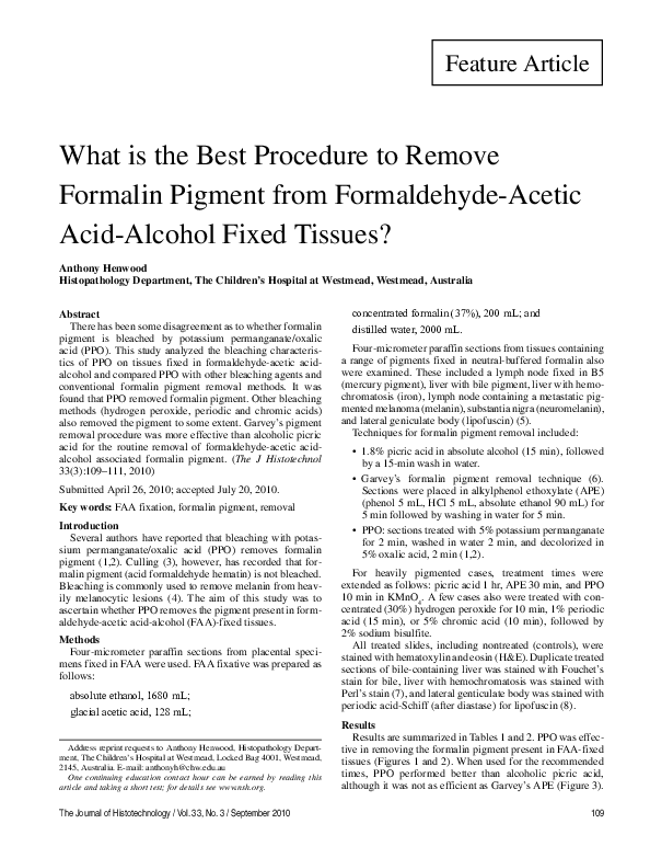 (PDF) What is the Best Procedure to Remove Formalin Pigment from ...