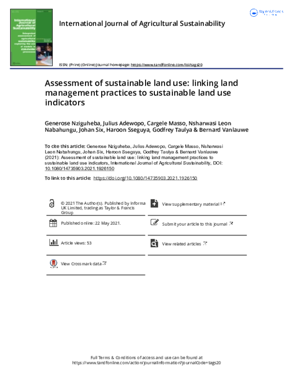 (PDF) Assessment of sustainable land use: linking land management ...
