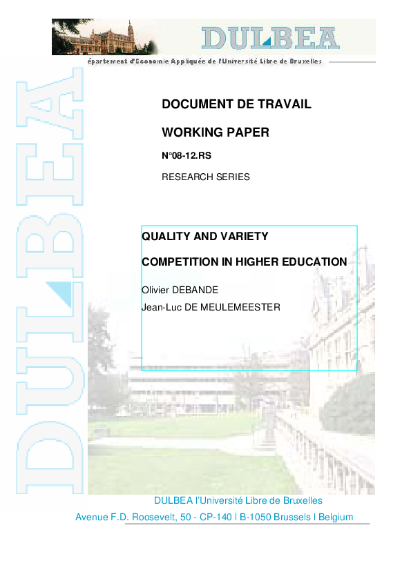 (PDF) Quality and Variety Competition in Higher