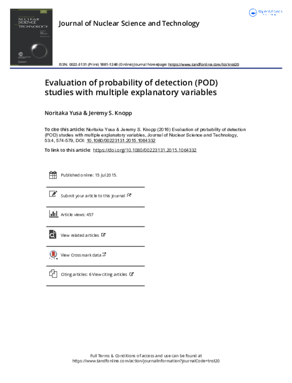 (PDF) Evaluation of probability of detection (POD) studies with ...