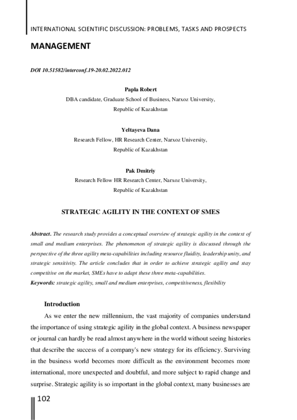 (PDF) Strategic Agility: A State of the Art Introduction to the Special ...