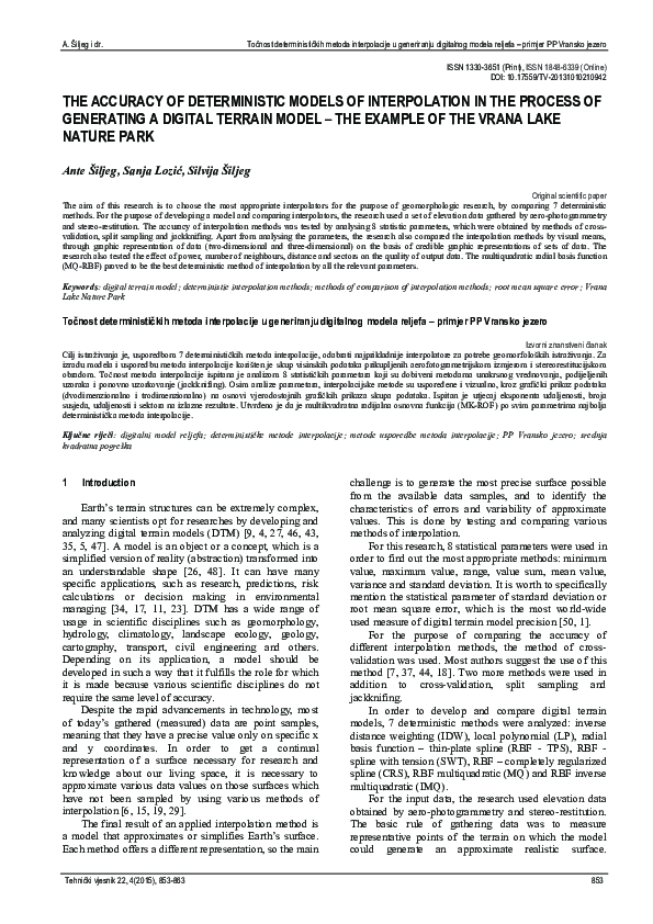 Pdf The Accuracy Of Deterministic Models Of Interpolation In The Process Of Generating A