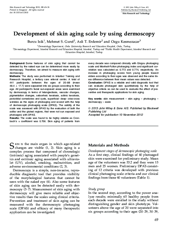 (PDF) Development of skin aging scale by using dermoscopy