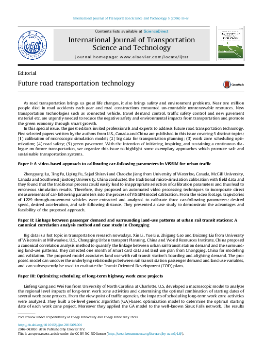 (PDF) Future road transportation technology
