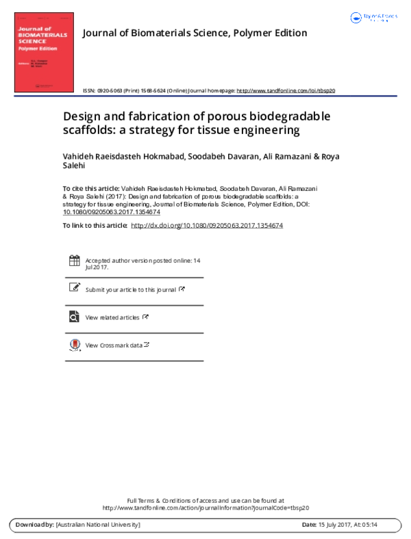 (PDF) Design and fabrication of porous biodegradable scaffolds: a ...