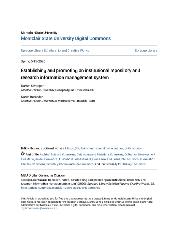 (PDF) Establishing and promoting an institutional repository and ...
