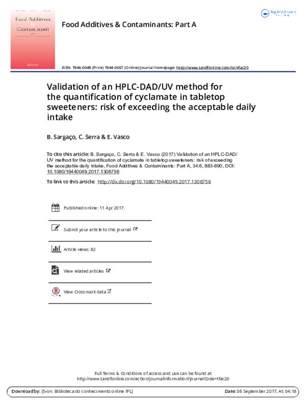 Pdf Validation Of An Hplc Dad Uv Method For The Quantification Of