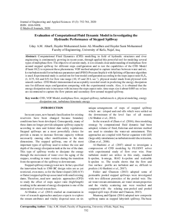 (PDF) Evaluation of Computational Fluid Dynamic Model in Investigating the Hydraulic Performance ...