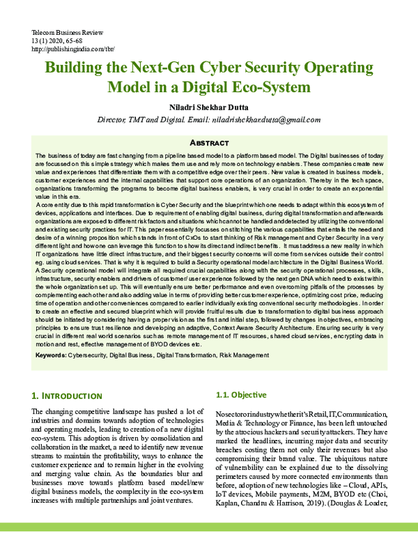 (PDF) Building the Next-Gen Cyber Security Operating Model in a Digital ...