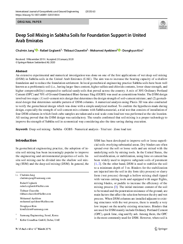 (PDF) Deep Soil Mixing in Sabkha Soils for Foundation Support in United ...