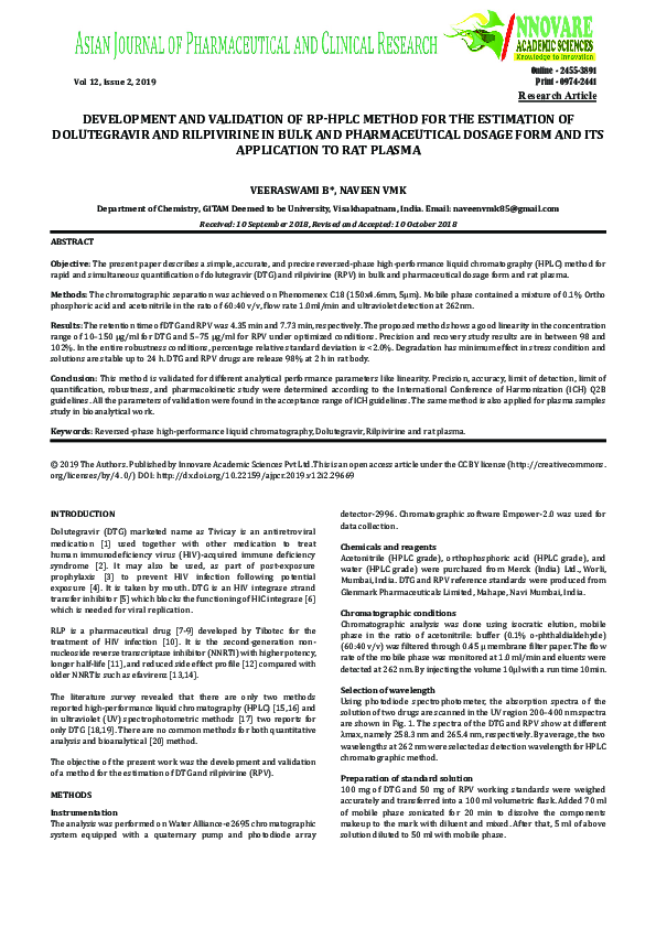 Pdf Development And Validation Of Rp Hplc Method For Simultaneous Estimation Of Eperisone