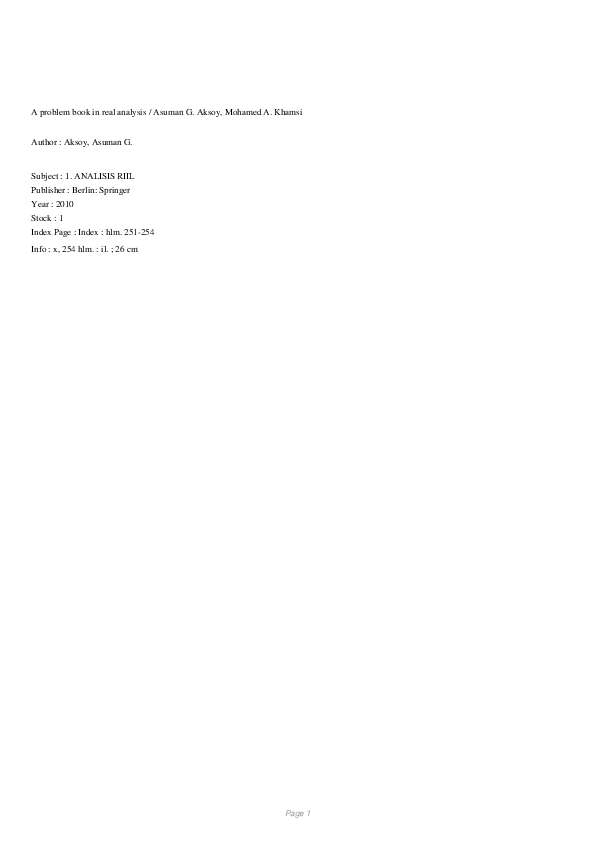 (PDF) A Problem Book in Real Analysis