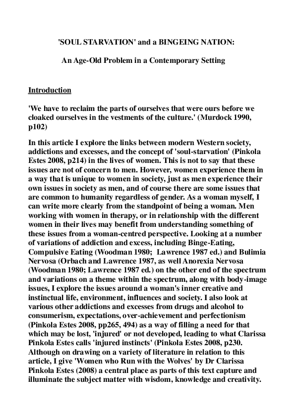 (PDF) SOUL STARVATION' and a BINGEING NATION: An Age-Old Problem in a ...
