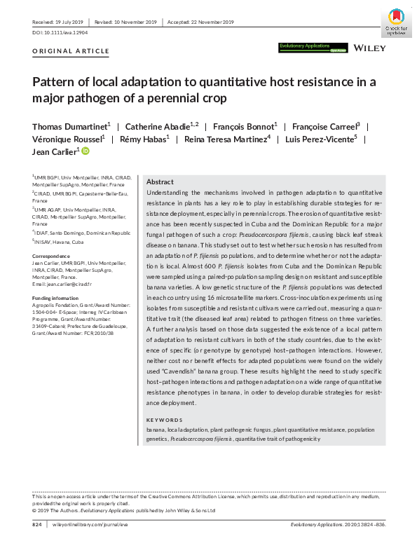 (PDF) Pattern of local adaptation to quantitative host resistance in a ...