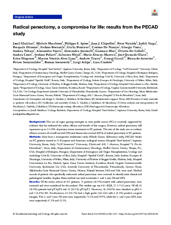 (PDF) Radical penectomy, a compromise for life: results from the PECAD ...