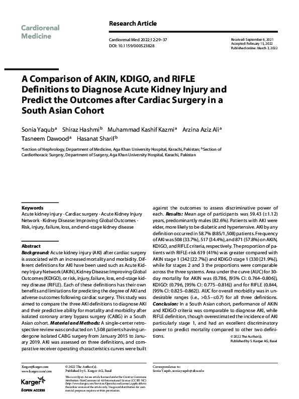 (PDF) A Comparison of AKIN, KDIGO, and RIFLE Definitions to Diagnose ...