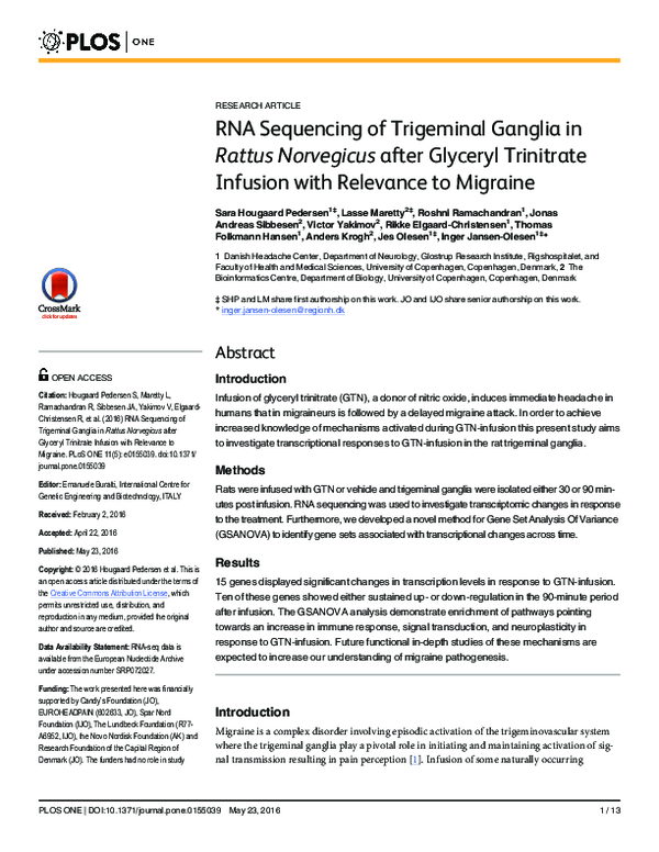 (PDF) RNA Sequencing of Trigeminal Ganglia in Rattus Norvegicus after ...