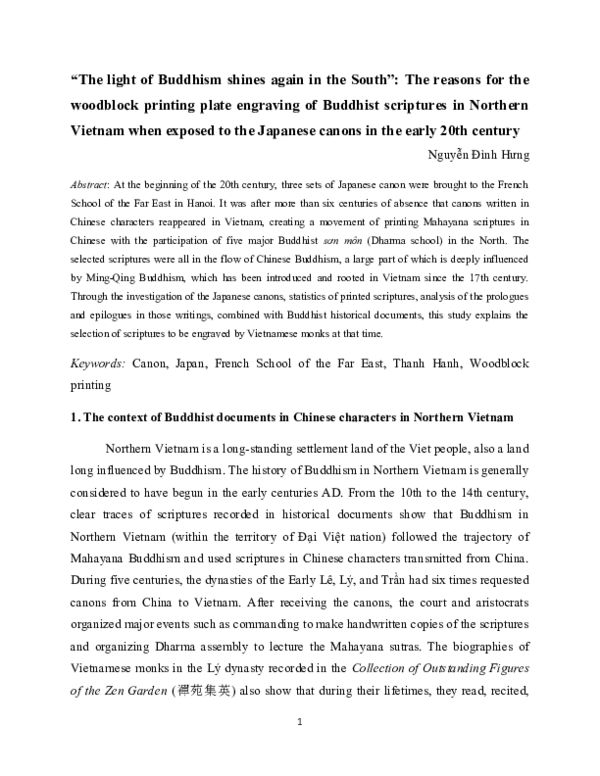 (DOC) "The light of Buddhism shines again in the South": The reasons ...